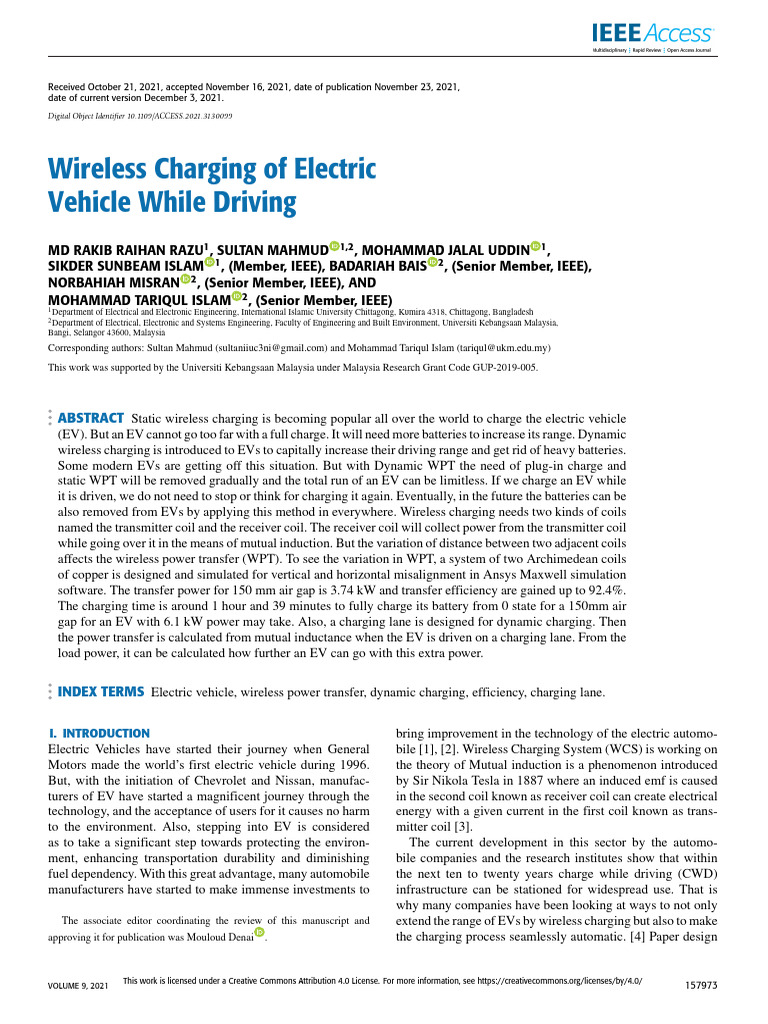 Wireless Charging of Electric Vehicle While Driving | PDF | Inductance ...