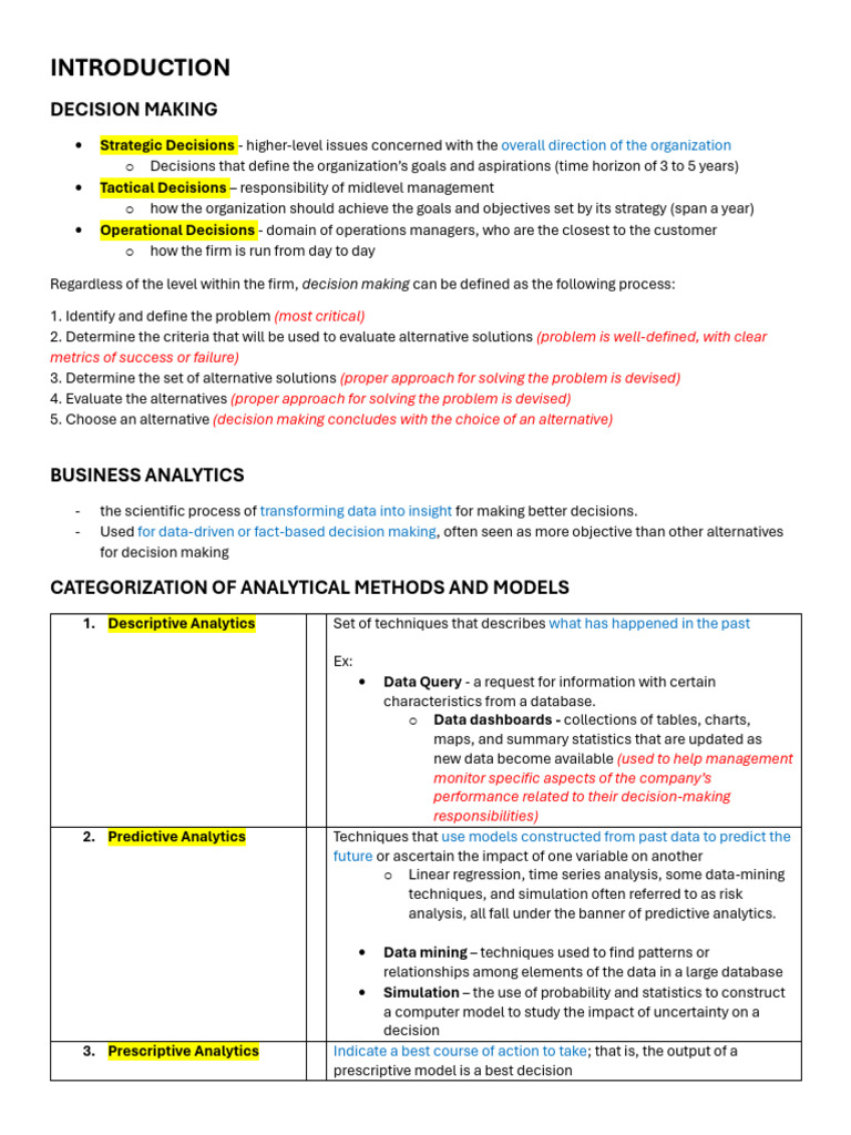INTRODUCTION | PDF | Analytics | Predictive Analytics