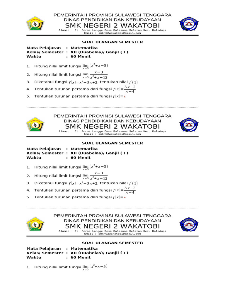 Soal US Kelas 12 - Ganjil 2024 | PDF