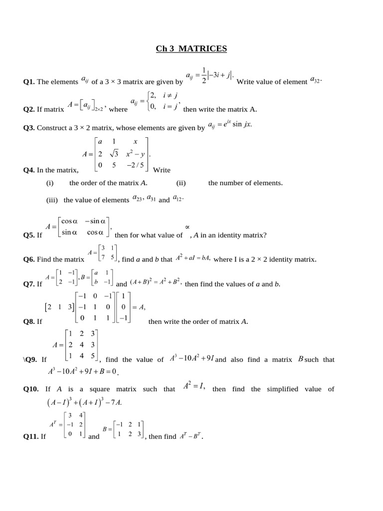 XII_CH-3-4 | PDF | Matrix (Mathematics) | Determinant