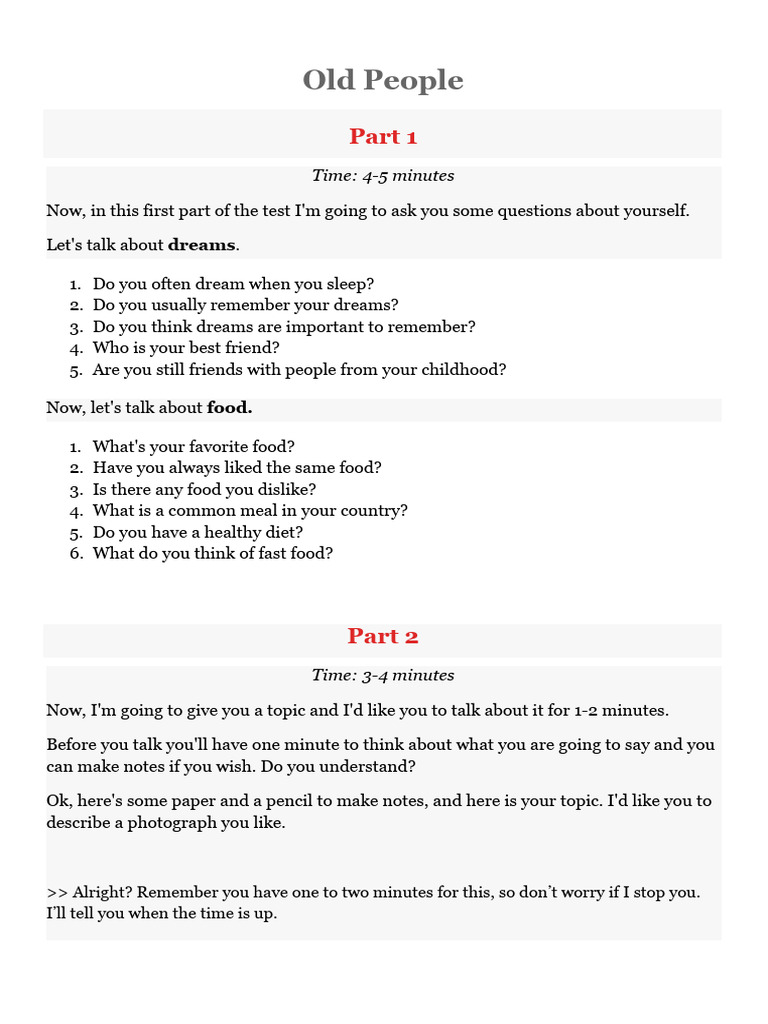 IELTS Speaking Test: Topics & Questions | PDF