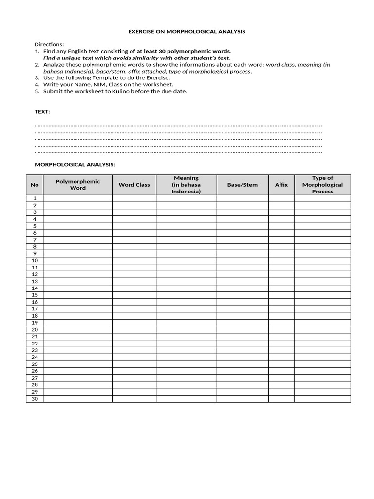 Exercise On Morphological Analysis Pdf