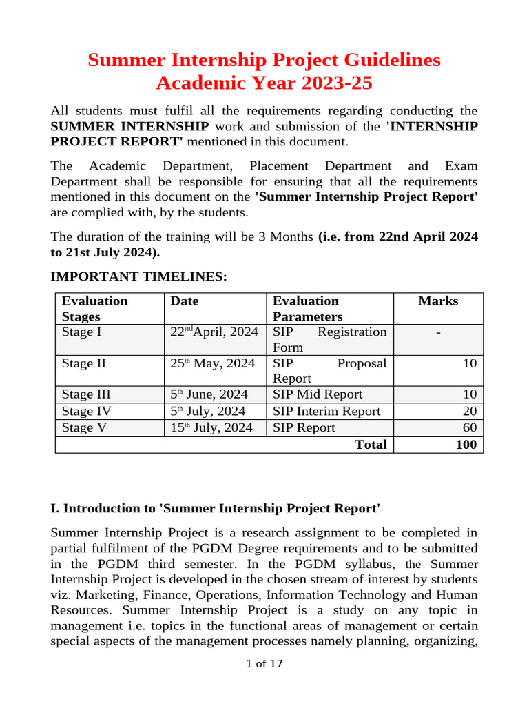 SIP Guidelines AY 2023-24 | PDF | Thesis | Methodology