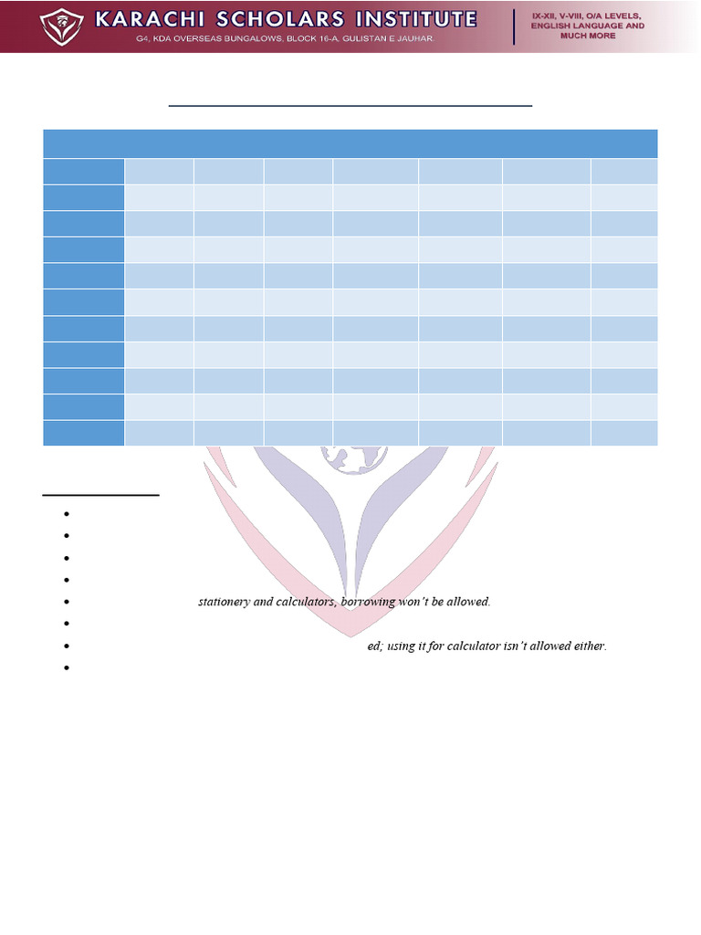 Mid Term Exam Schedule 2024-25 | PDF