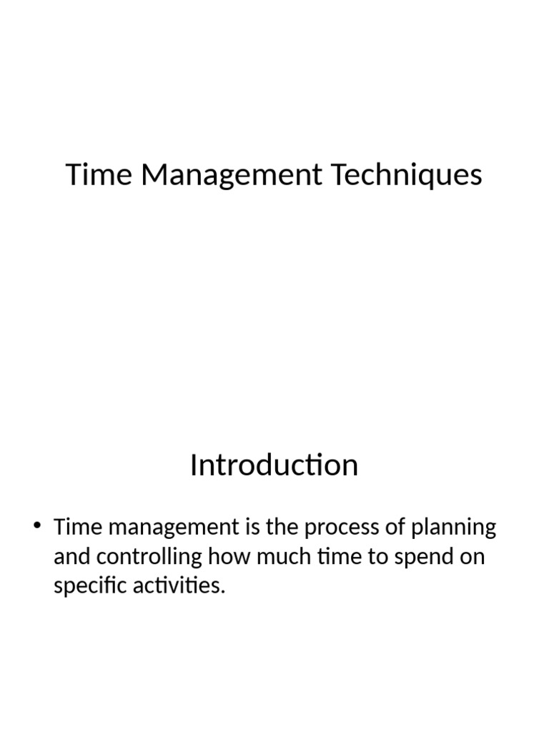 Time Management Techniques | PDF