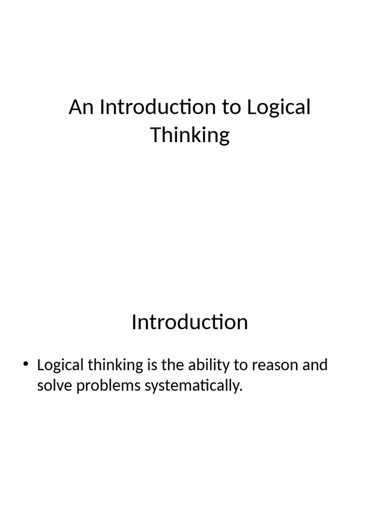 An Introduction to Logical Thinking | PDF