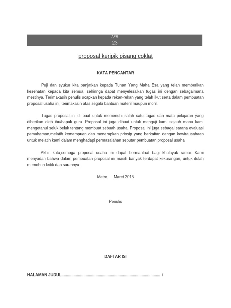 Proposal Keripik Pisang | PDF