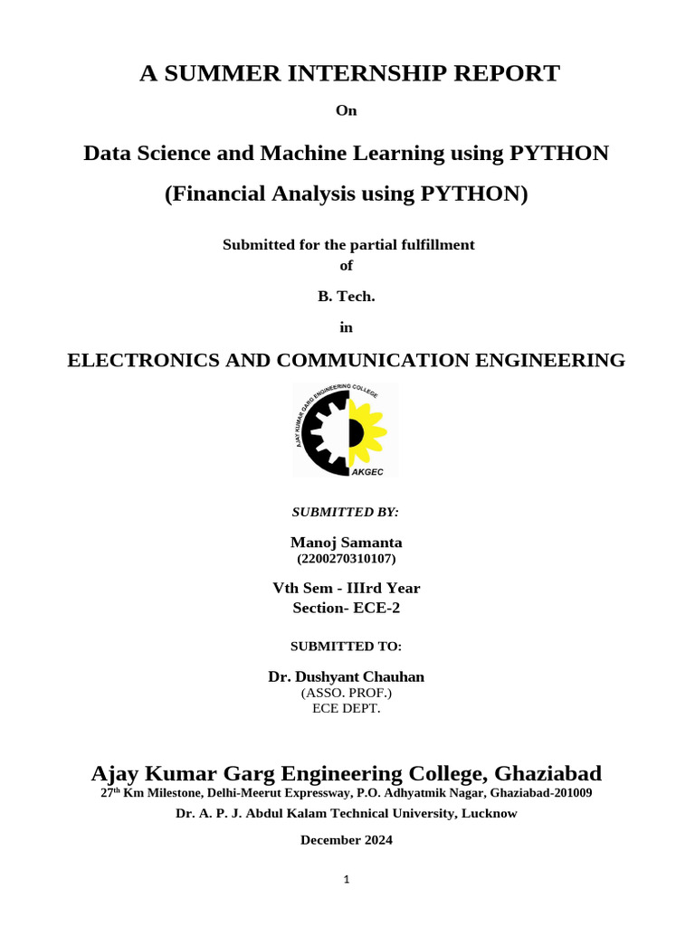 Manoj 5th Sem Project Report | PDF | Python (Programming Language ...