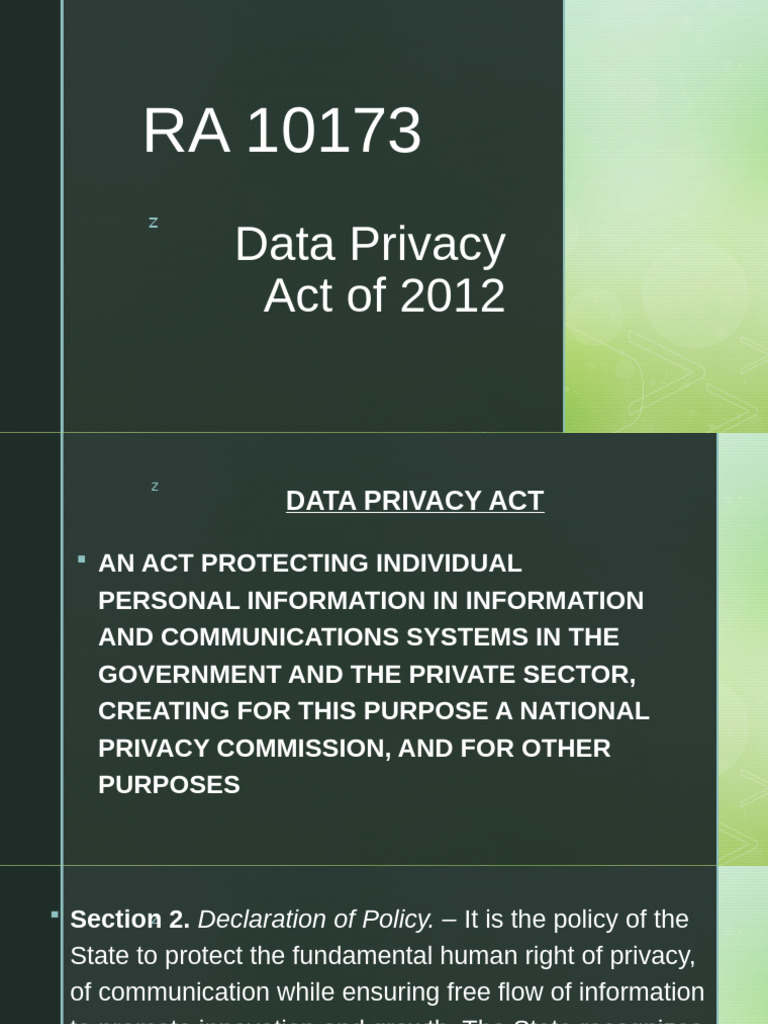 Data Privacy Act of 2012 Overview | PDF | Information | Privacy