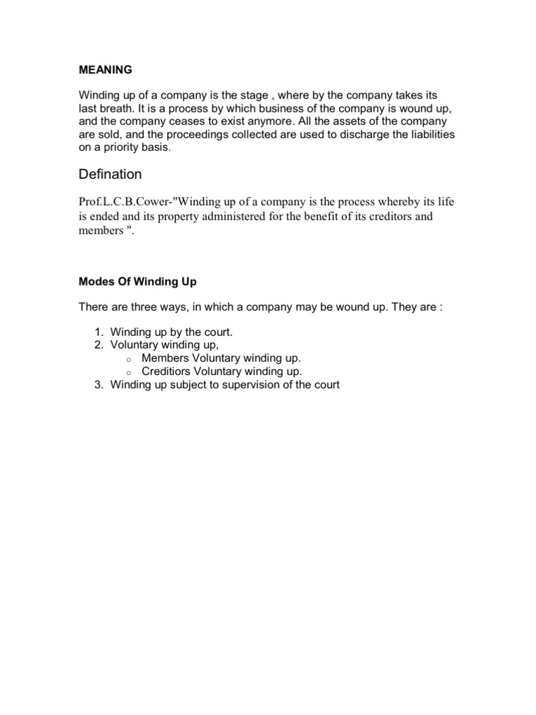 Winding Up Process Explained | PDF | Liquidation | Business Law