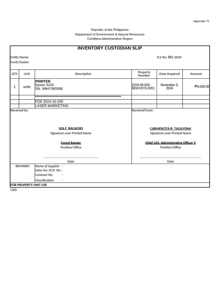 Ics-881-2024 Printer 3210 CDD | PDF