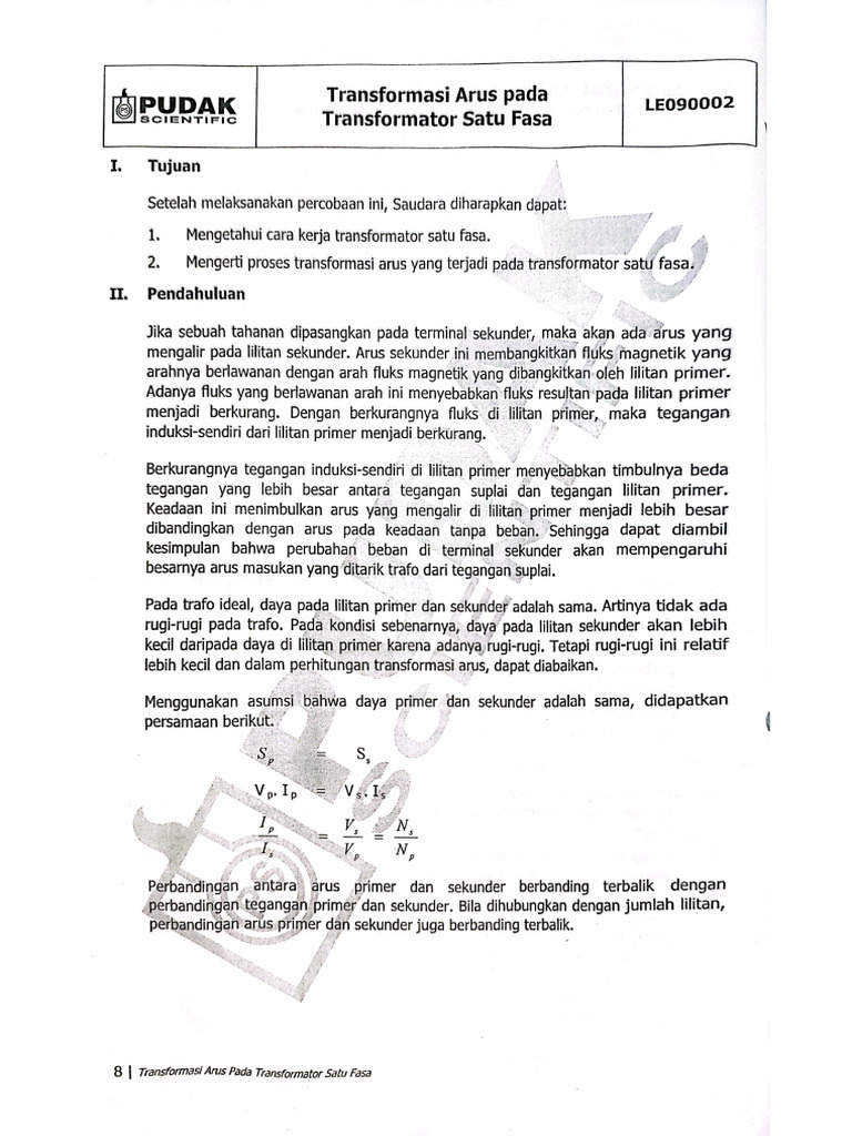 jobsheet 2 trafo | PDF