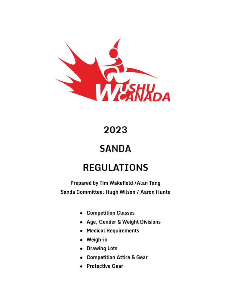 Wushuontario Sanda Sport Combat Regulations 2023 v3.2 | PDF