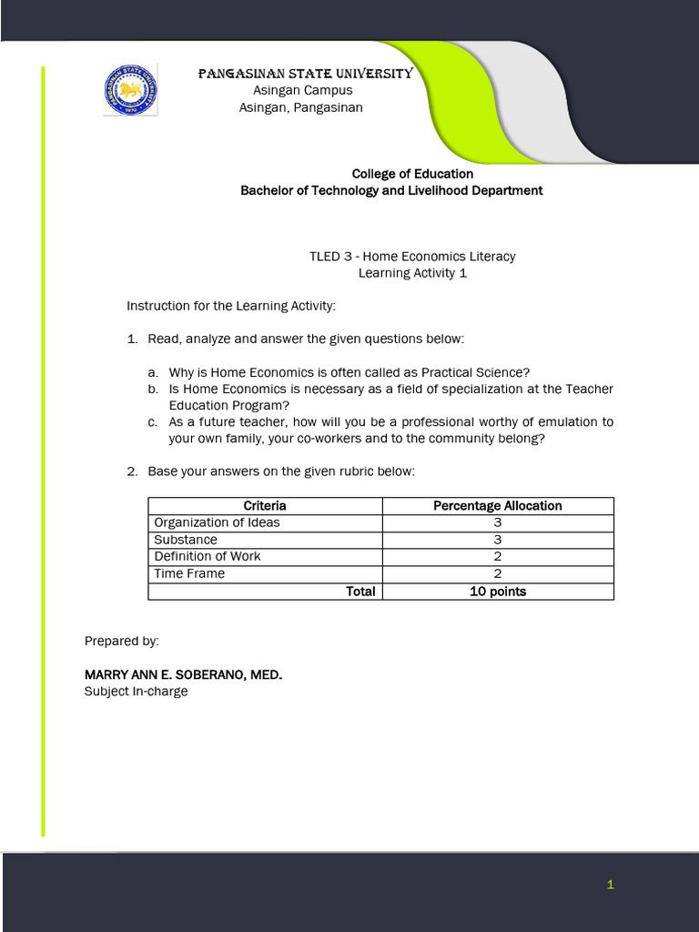Learning Activity 1 | PDF