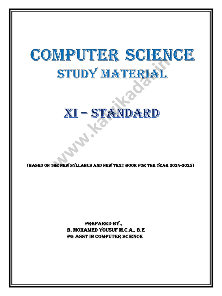 11th Computer Science Study Materials EM 2024 | PDF | Operating System | Logic Gate