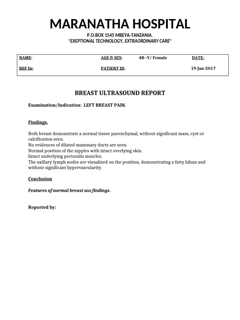 Breast Uss Report | PDF
