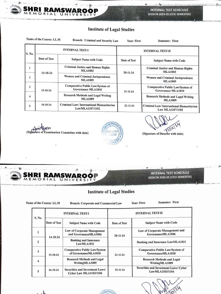 LLM IT Schedule 2024-2025 | PDF | Political Science | Applied Philosophy