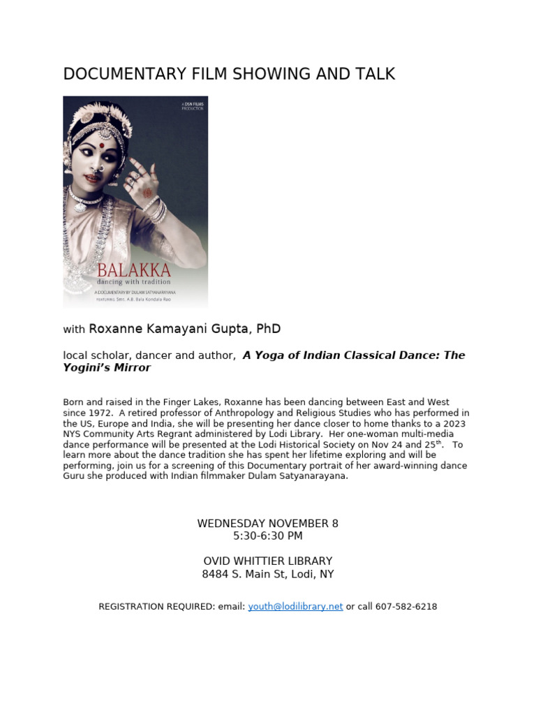 Roxanne Gupta Dance Documentary Event | PDF