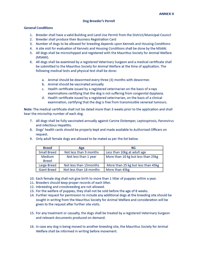 Dog Breeder Permit | PDF | Dog Breeding | Staffordshire Bull Terrier