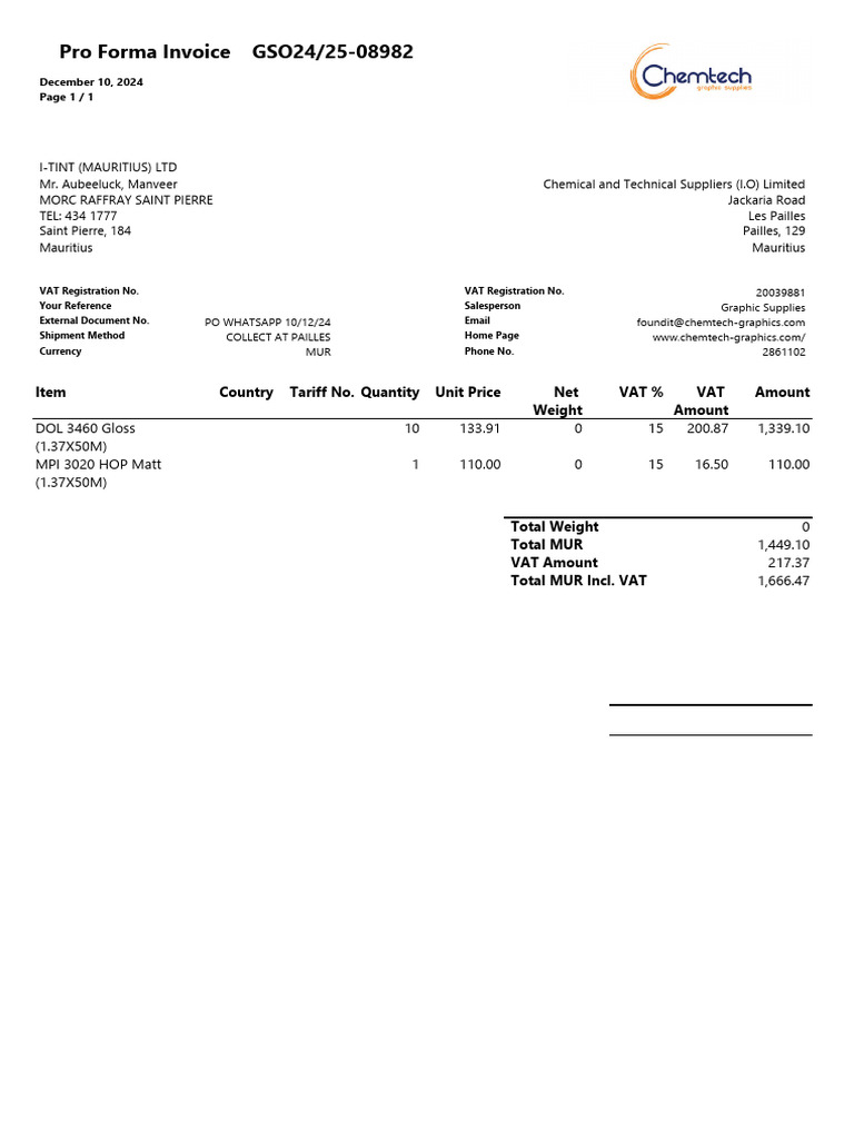 Pro Forma Invoice - 2024-12-10T155430.448 | PDF | Accounting | Market ...