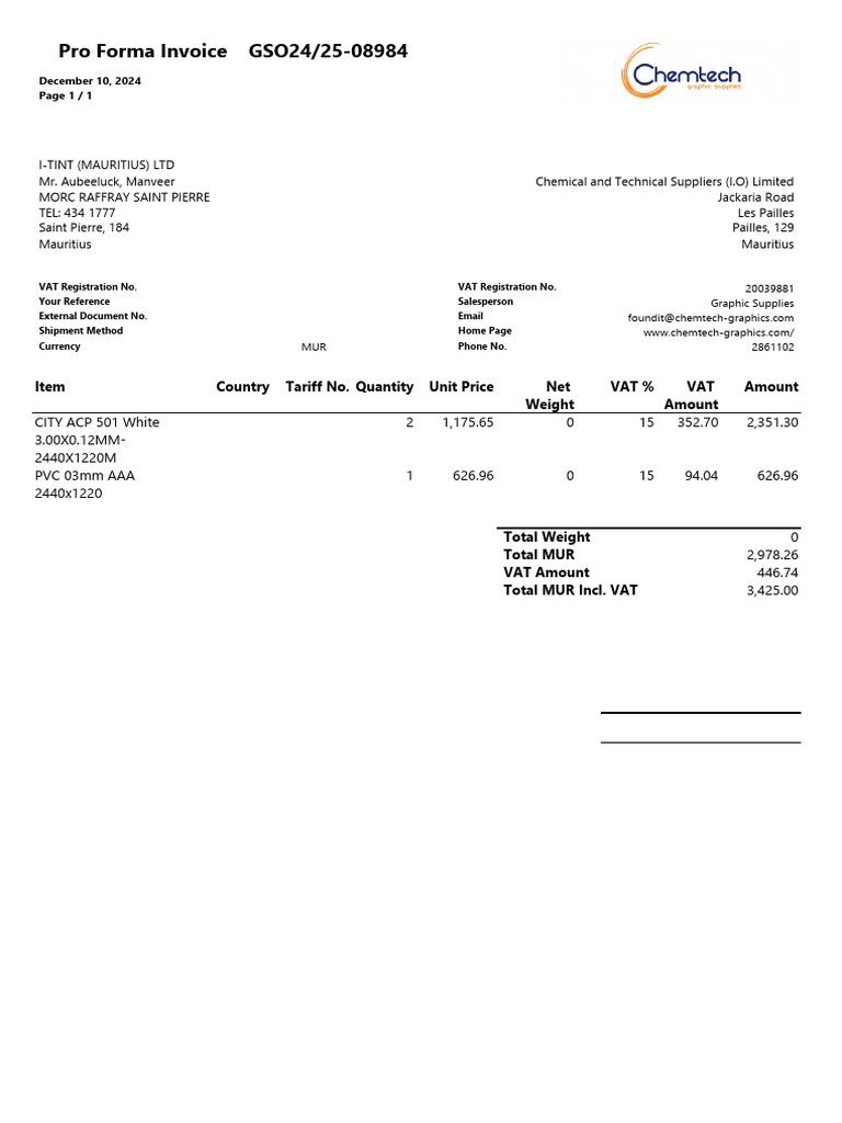 Pro Forma Invoice - 2024-12-10T155657.731 | PDF | Accounting | Market ...
