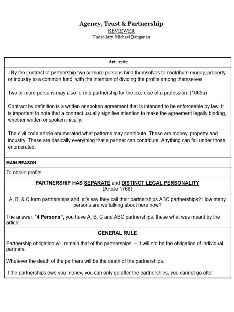 ATP _ Notes | PDF | Law Of Agency | Partnership