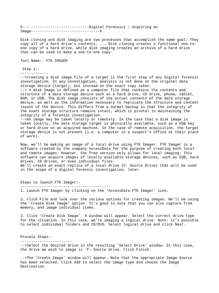 Lecture-6 Part 1 Windows Digital Forensics - Disk Imaging | PDF | Digital Forensics | Computer File