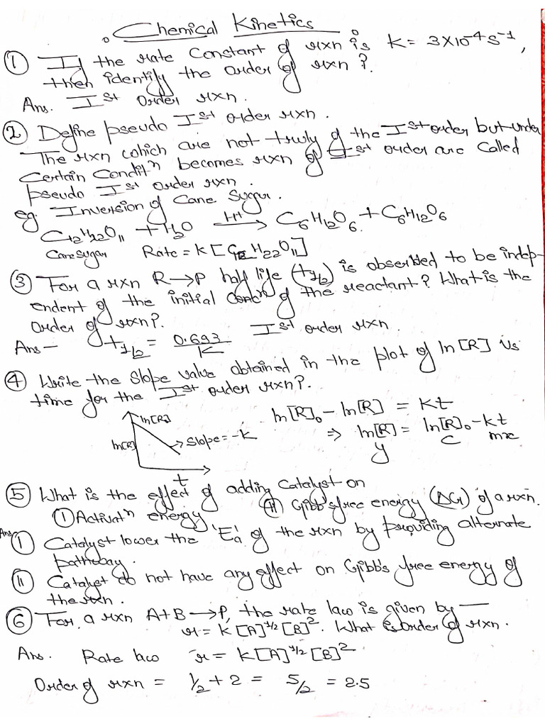 chemical kinetics pyq with solution | PDF