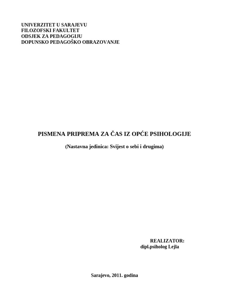 Pismena Priprema - Lejla | PDF