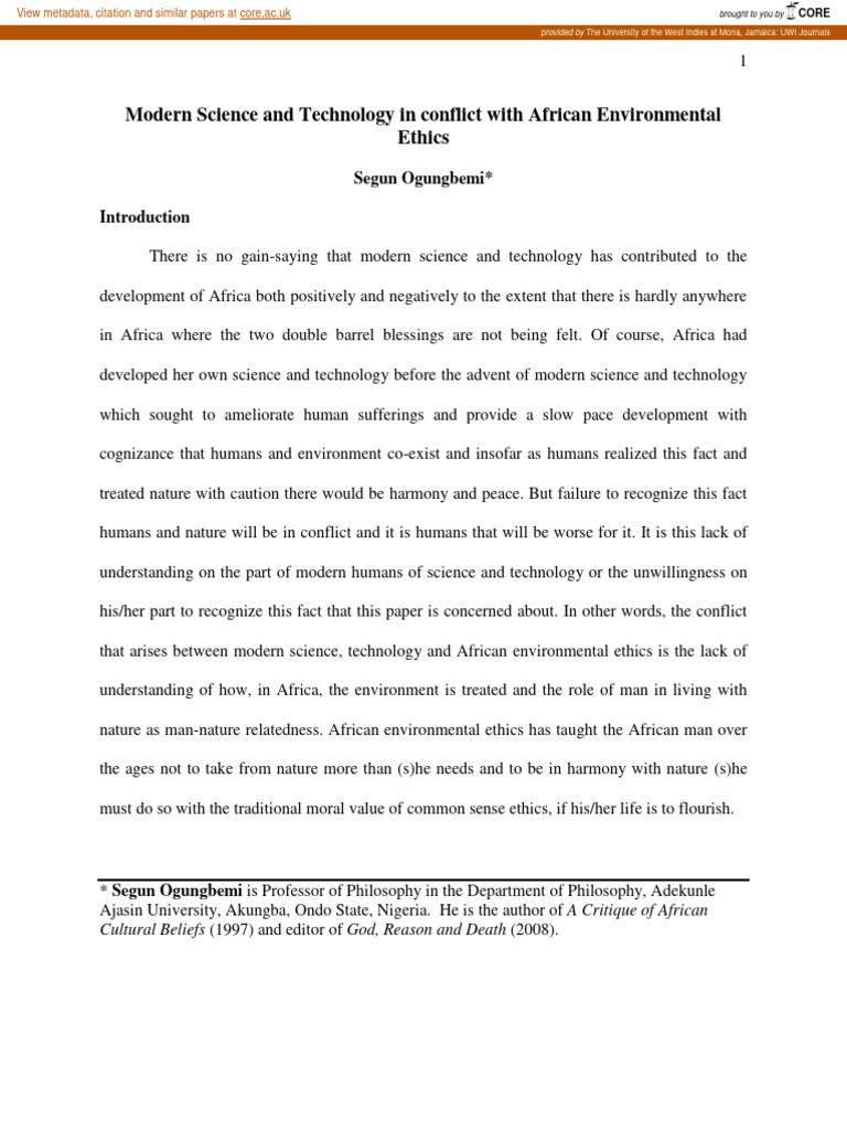 Modern Science and Technology in Conflic | PDF | Science | Human