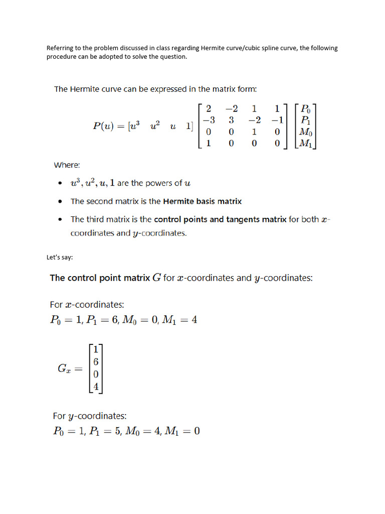Hermite Curve Solution | PDF