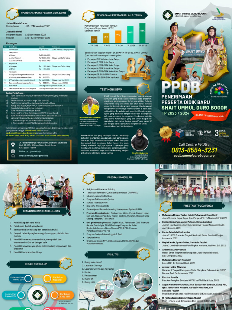 Brosur PPDB Smait Uq Bogor - TP 2023 2024 | PDF