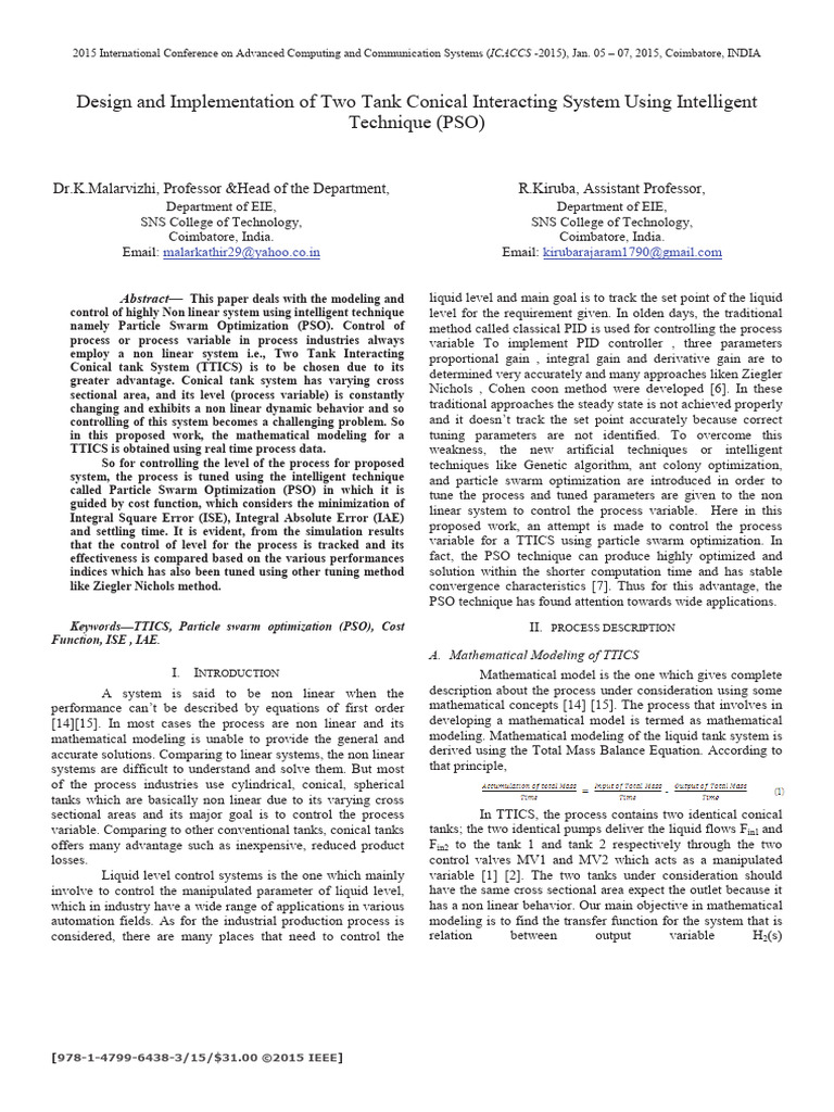 Tank system | PDF | Control Theory | Mathematical Optimization