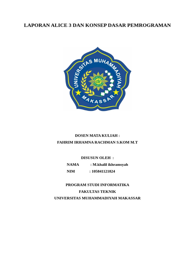 Laporan Alice 3 Dan Konsep Dasar Pemrograman Ikram | PDF