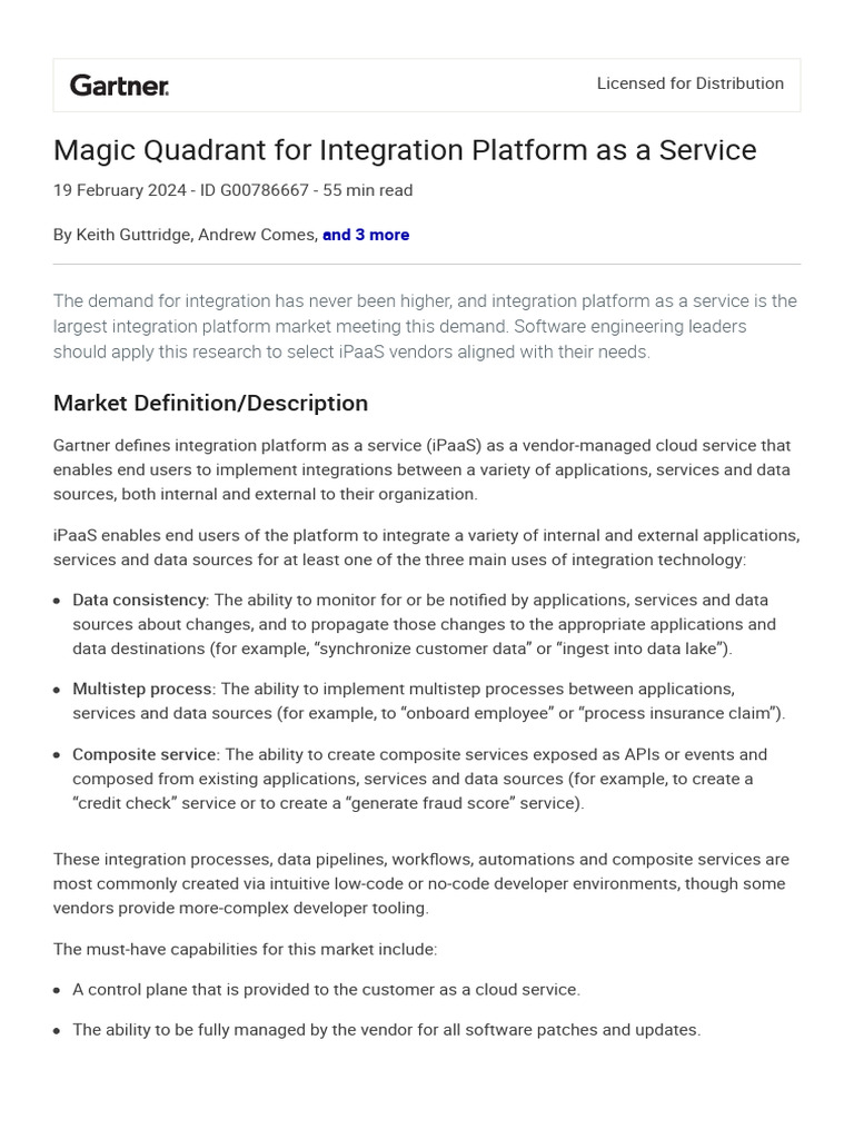 Gartner Reprint - Mulesoft | PDF | Cloud Computing | Software As A Service