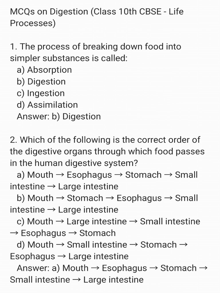 Digestion Mcqs | PDF