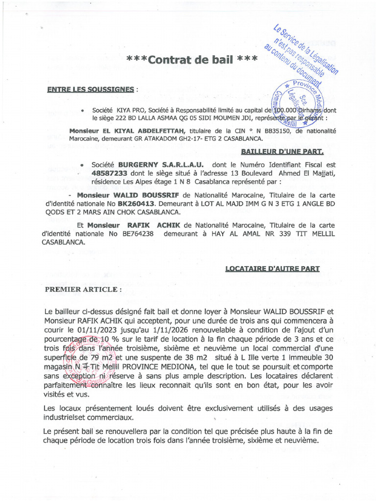 CONTRAT BAIL BURGERNY | PDF
