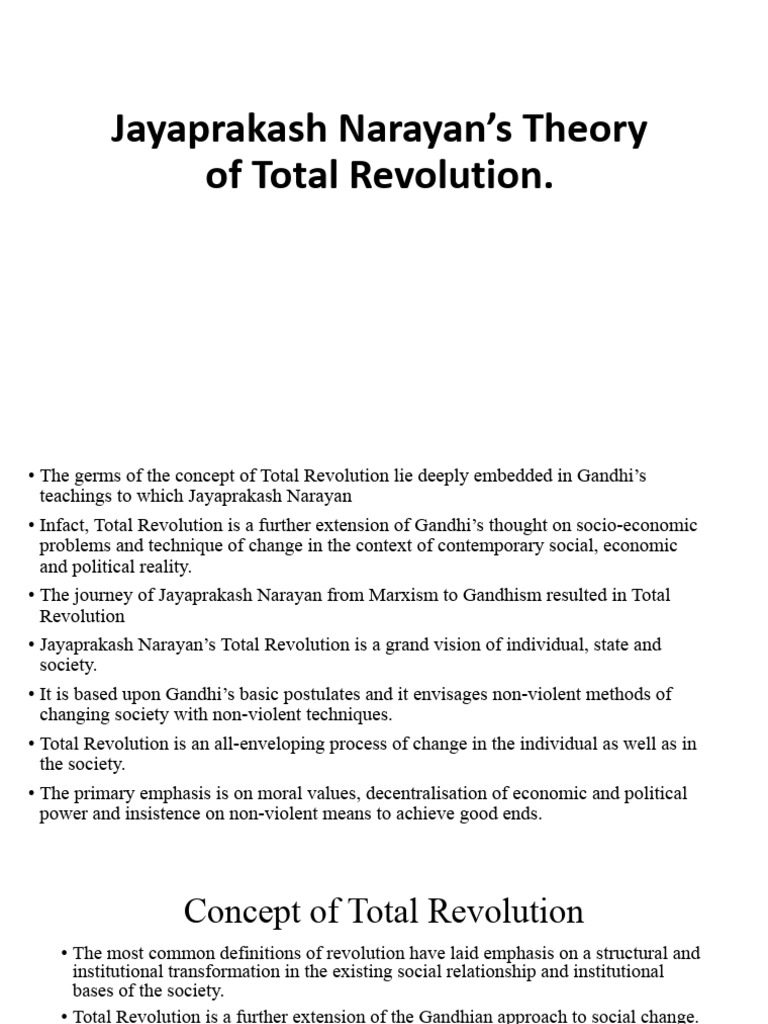 Jayaprakash Narayan-s Theory of Total Revolution.pptx | PDF | Political Science