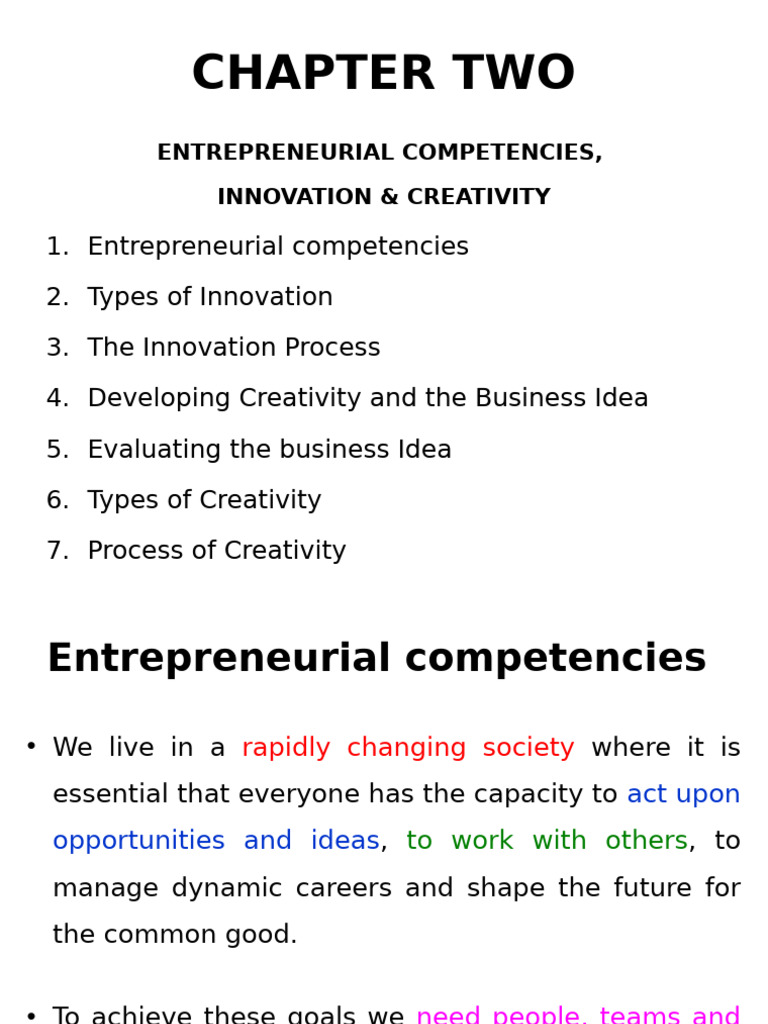Entrepreneurship - Chapter - 2 | PDF | Entrepreneurship | Creativity