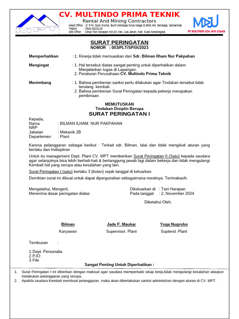 02. Surat SP Asfian Nur (1) | PDF