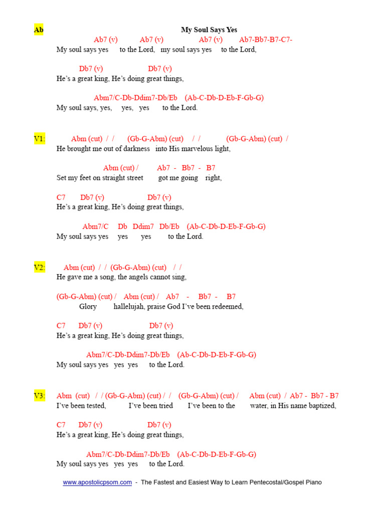My Soul Says Yes - Lyrics & Chords | PDF