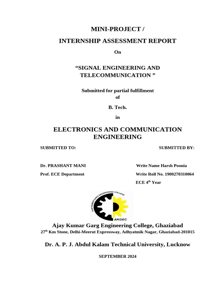 Sample Internship Report Format Pages | PDF | Electronics | Electrical ...