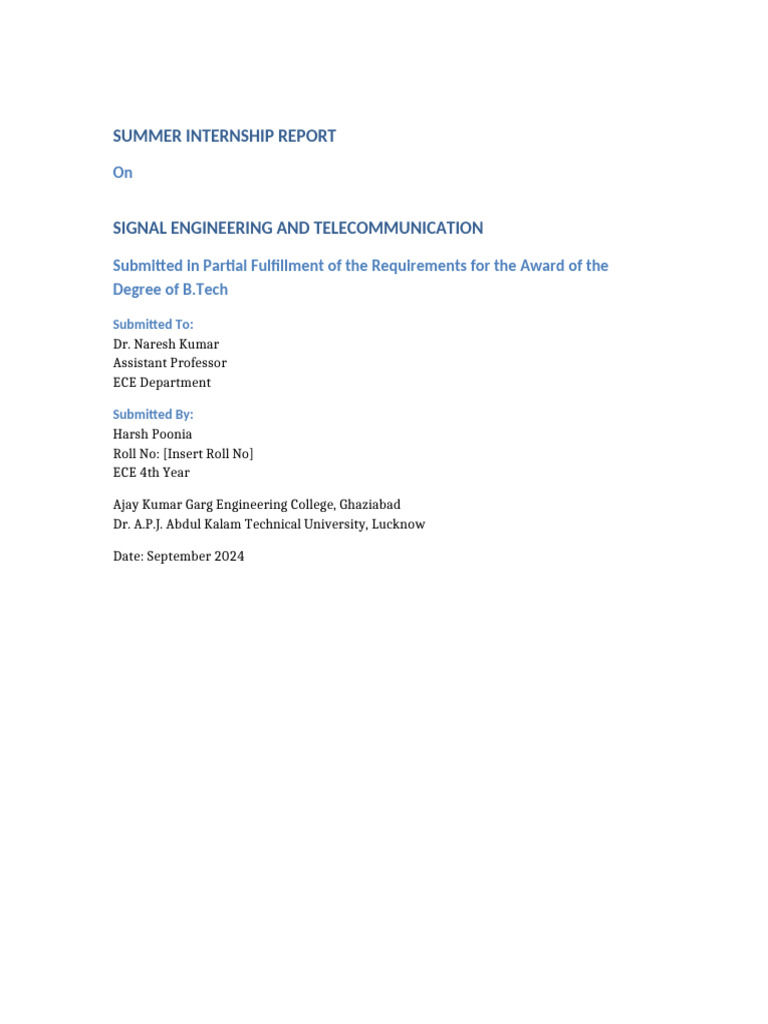 Internship Report Harsh Poonia | PDF