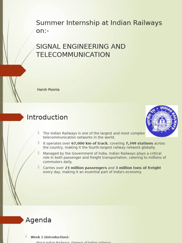 Summer Internship at Indian Railways | PDF