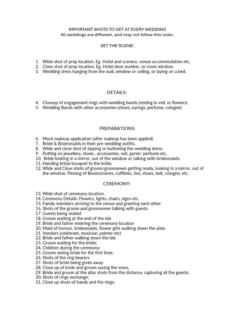 Dont Miss These 68 Shots | PDF | Bridesmaid | Wedding