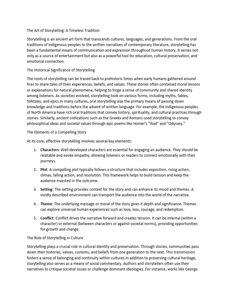 The Art of Storytelling | PDF | Storytelling | Narrative