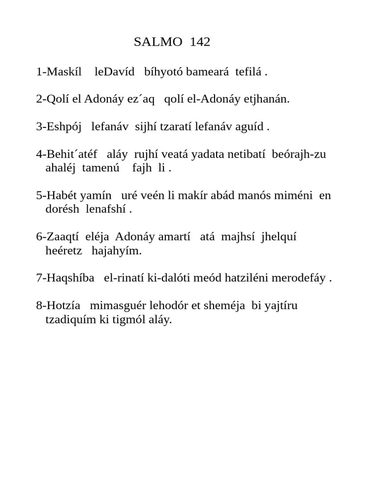 Salmo 142: Oración de David en la Angustia | PDF