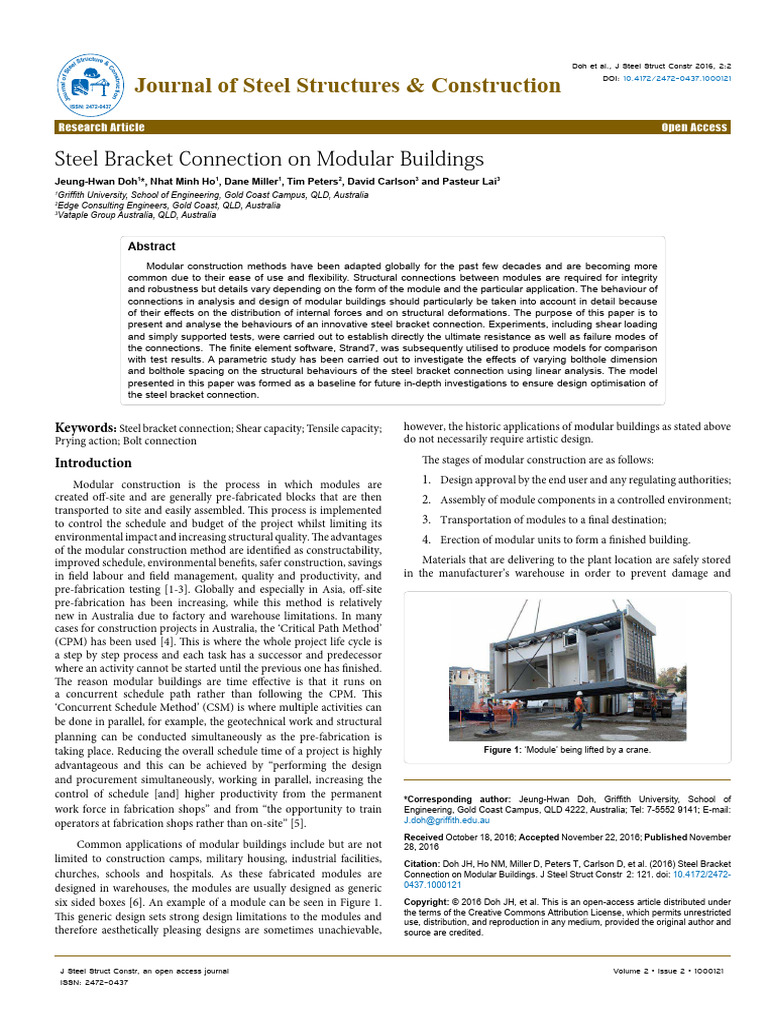 Steel Bracket Connection On Modular Buil | PDF | Screw