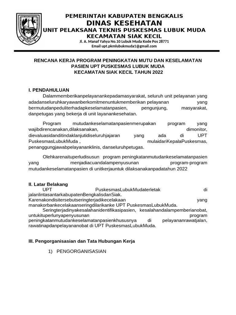 Rencana Kerja PMKP | PDF