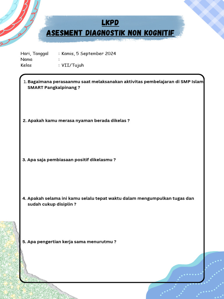LKPD Asesment Diagnostik Non Kognitif | PDF